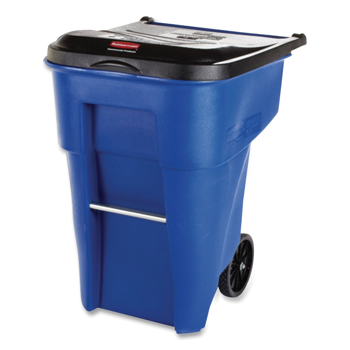 Rubbermaid Brute Rollout Container, Square, Plastic, 50 gal, Blue ...