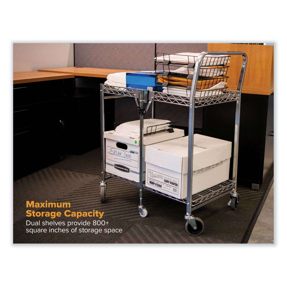Bostitch® Stowaway™ Folding Carts, Metal, 2 Shelves, 250 lb Capacity ...