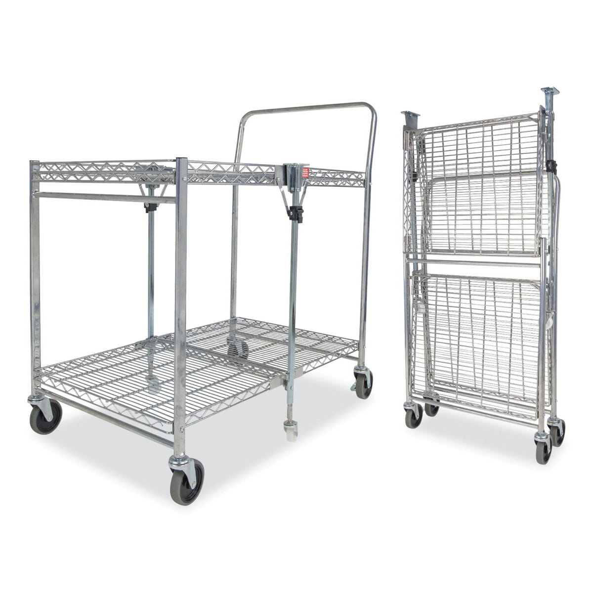 Bostitch® Stowaway™ Folding Carts, Metal, 2 Shelves, 250 lb Capacity ...