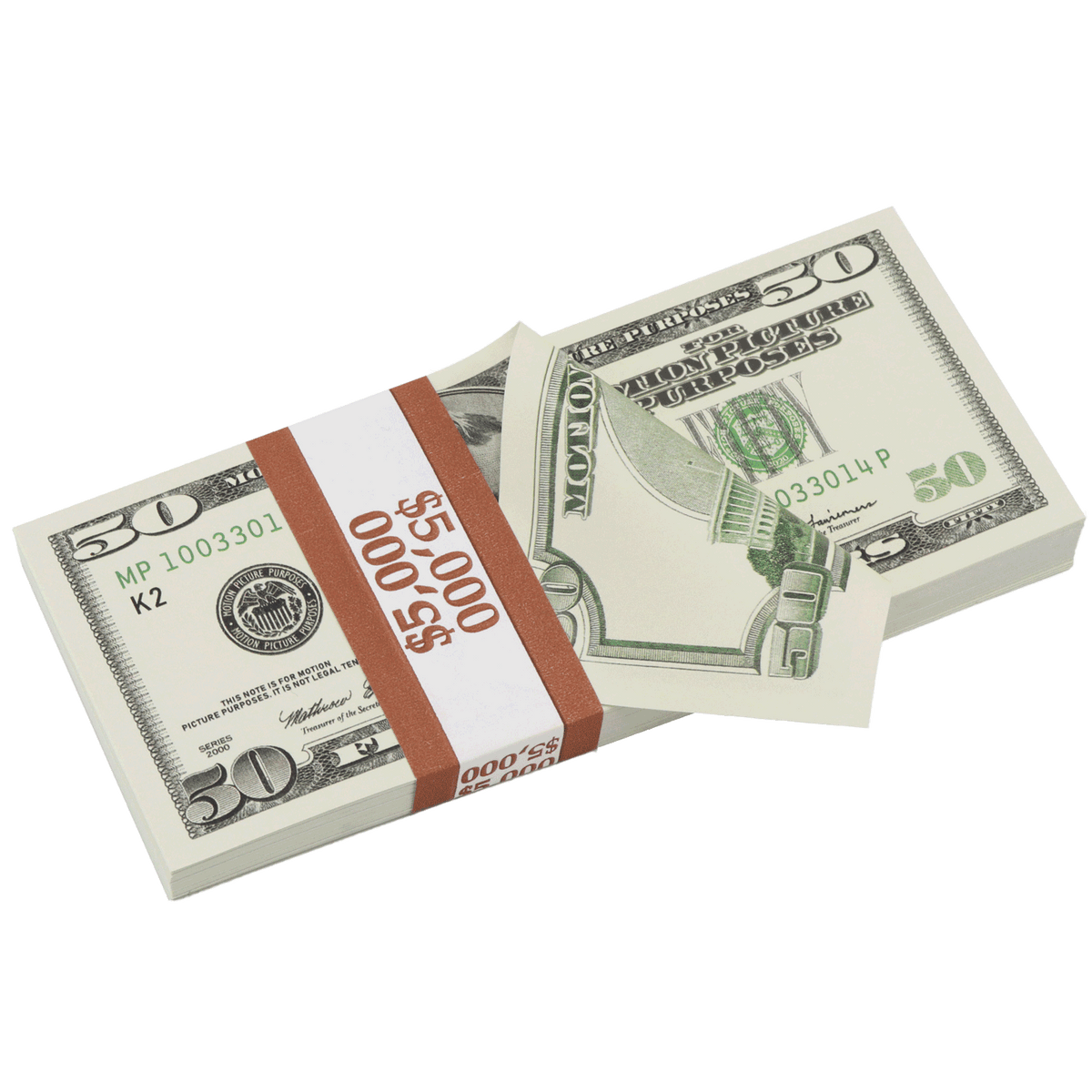 Money Prop - 2000 Series $50 Full Print $5,000 Stack – Dependable ...