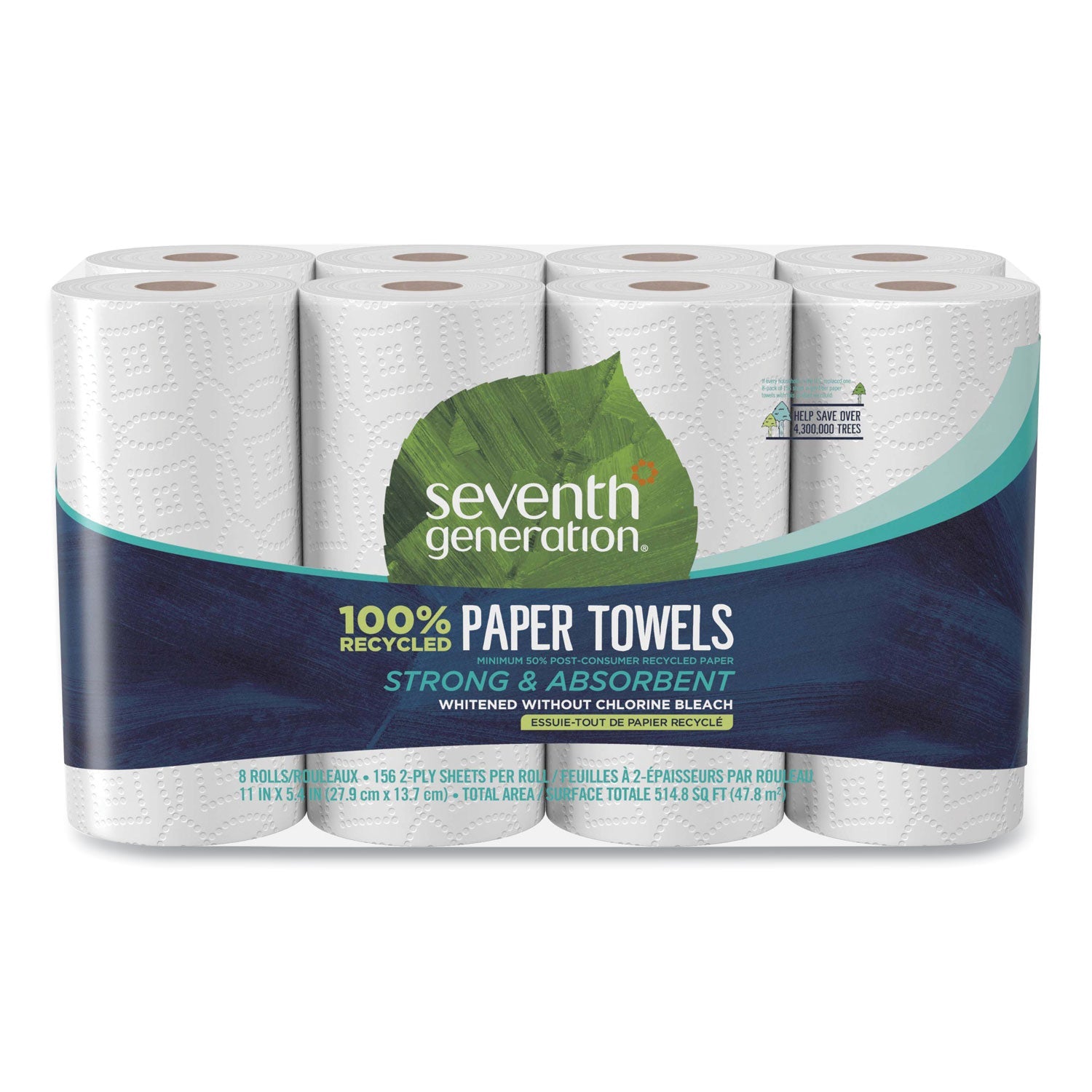 Seventh Generation 100% Recycled Paper Kitchen Towel Rolls, 2-Ply, 11 ...