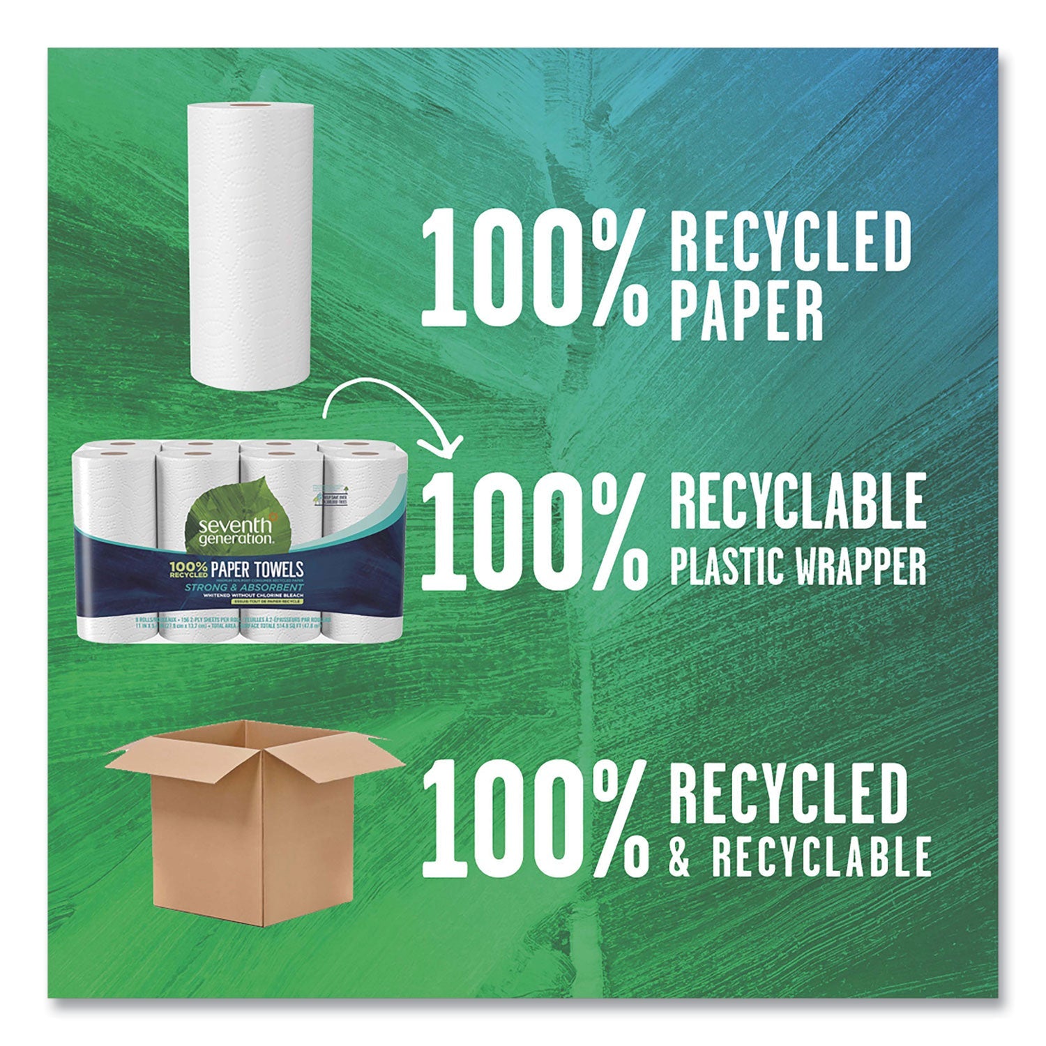 Seventh Generation 100% Recycled Paper Kitchen Towel Rolls, 2-Ply, 11 ...