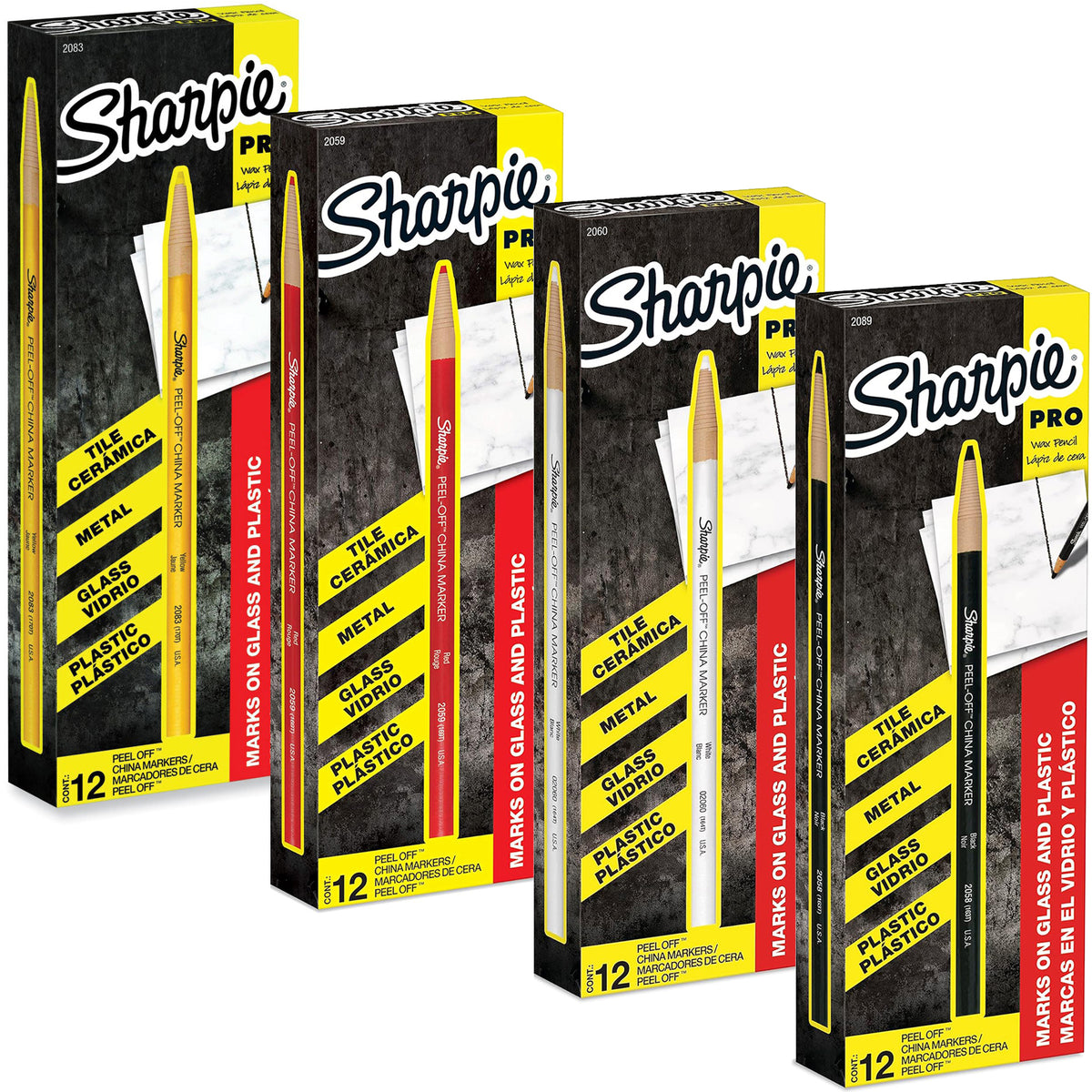 Sharpie Peel-Off China Markers - 12 Count (Black, Red, White, Yellow ...