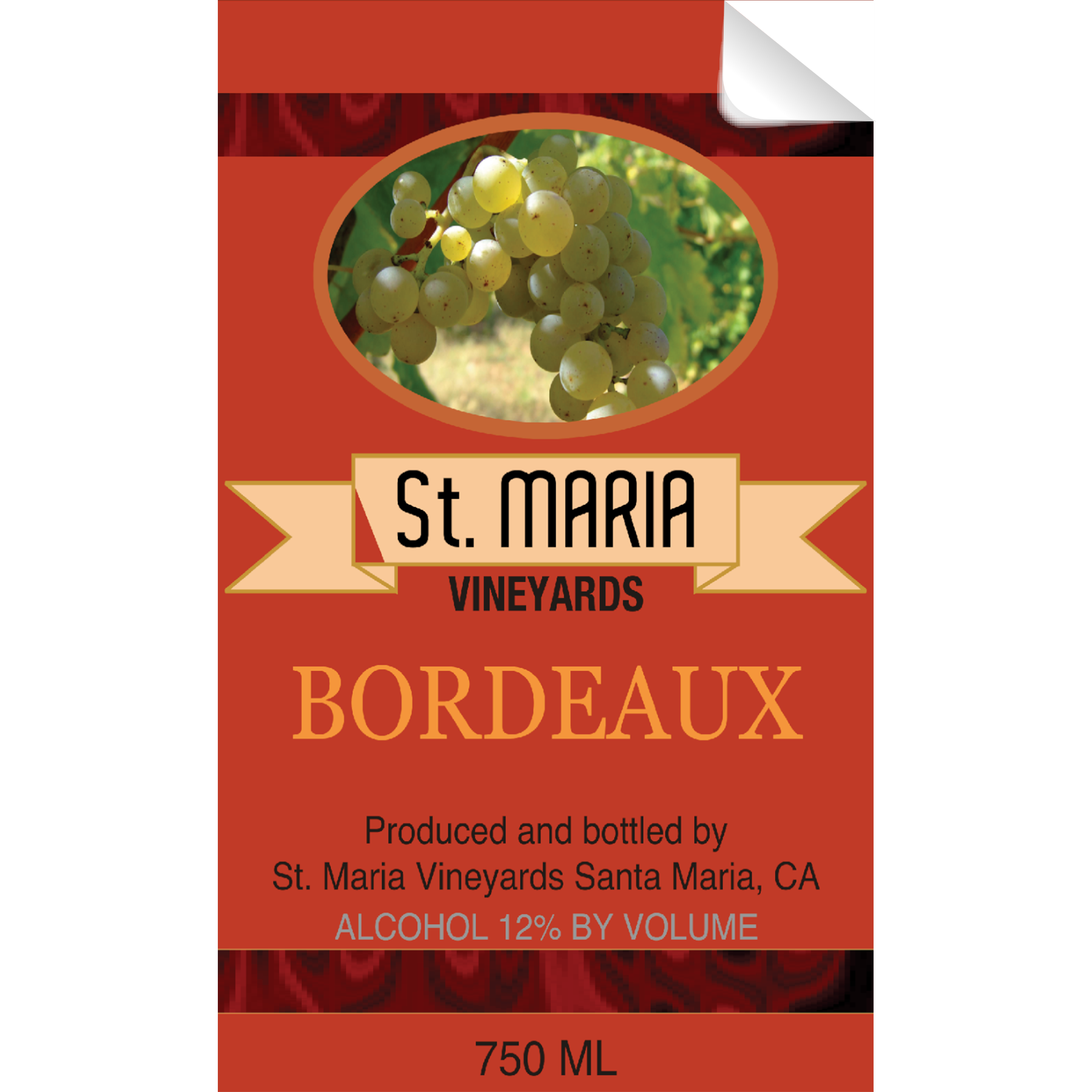 St Maria Bordeaux Wine Single Self Adhesive Label - License and Royalt ...