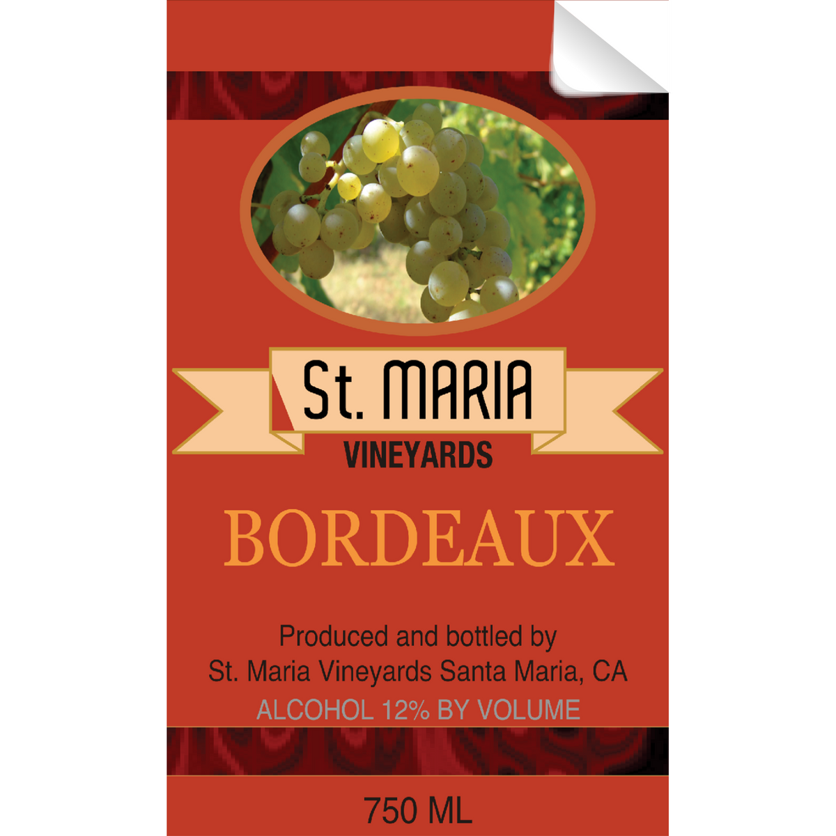 St Maria Bordeaux Wine Single Self Adhesive Label - License and Royalt ...