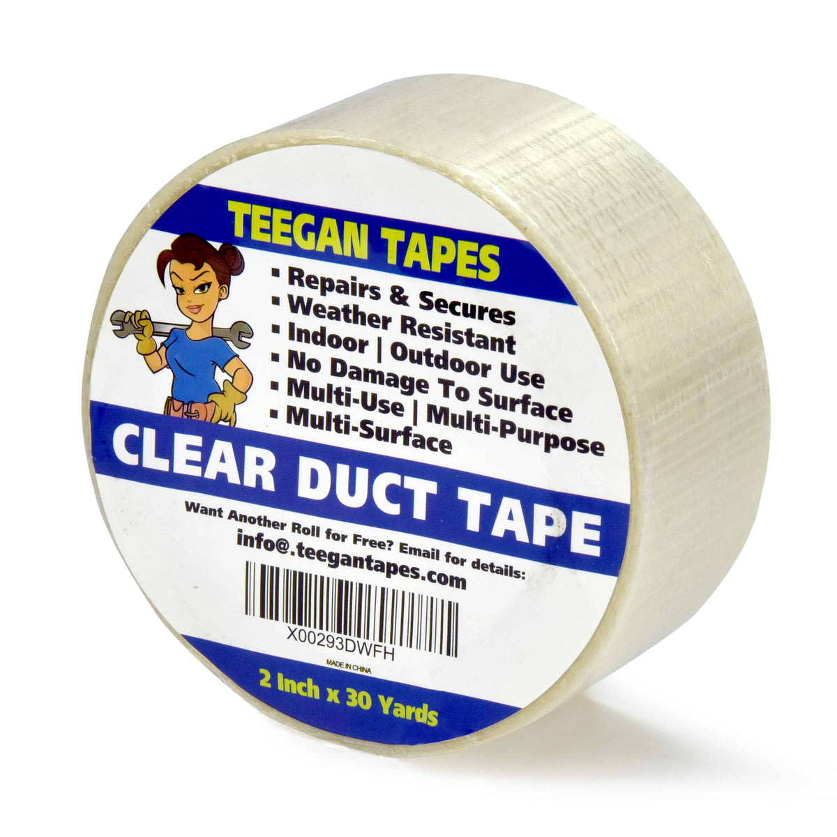 Teegan Tapes 2" Transparent Duct Tape 2 Inch x 30 Yards (Clear ...