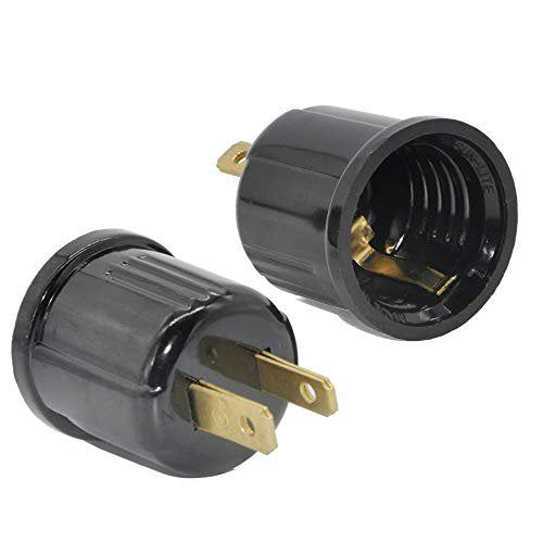 Edison 2 Prong Outlet to E26 E27 Screw Base Light Socket Adapter, 660 ...